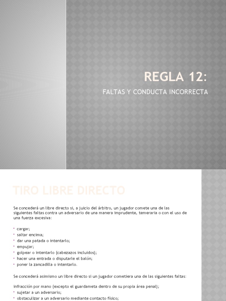 Regla 12 - Faltas | PDF | Juegos de pelota | Asociación de Futbol