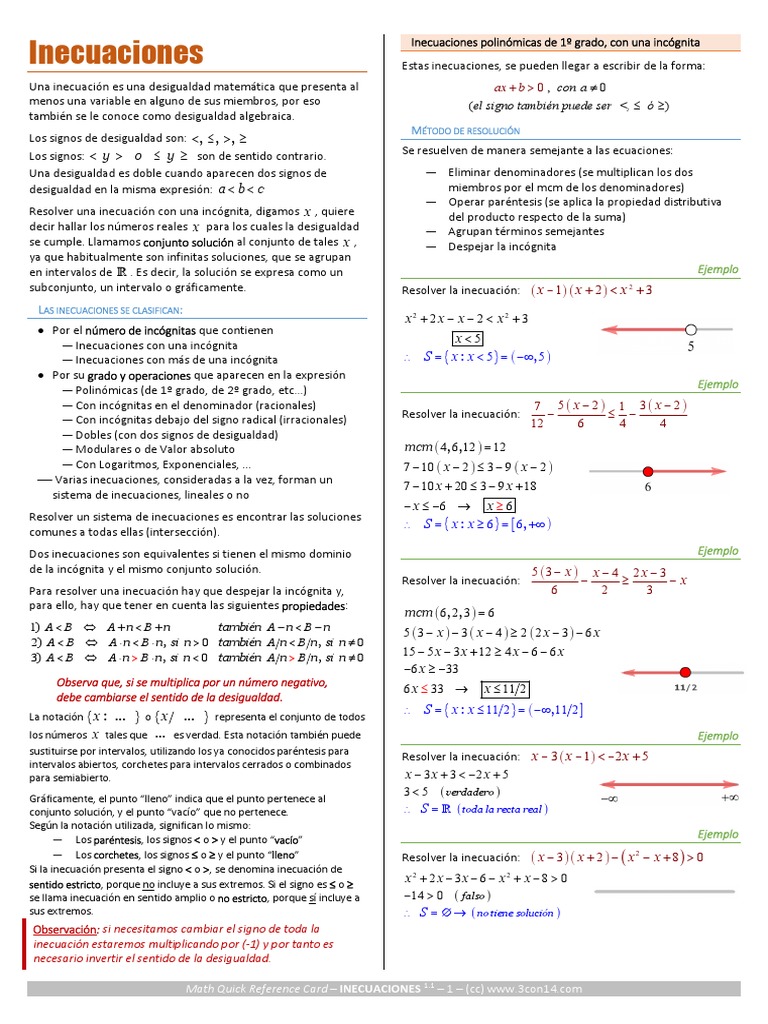 Inecuaciones | PDF | Desigualdad (Matemáticas) | Aritmética