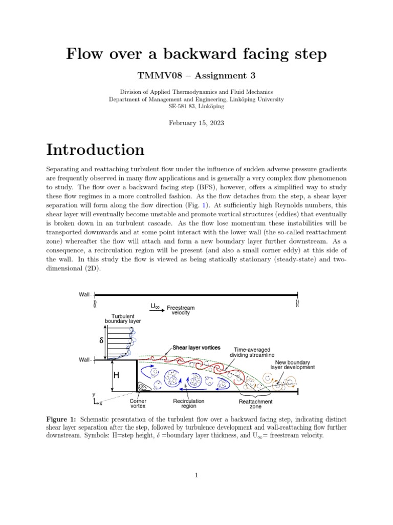 Flow over backward facing step RANS CFD | PDF