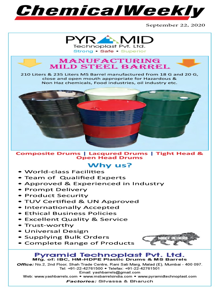 Chemical Weekly Sep22 | PDF | Acetic Acid | Ethanol