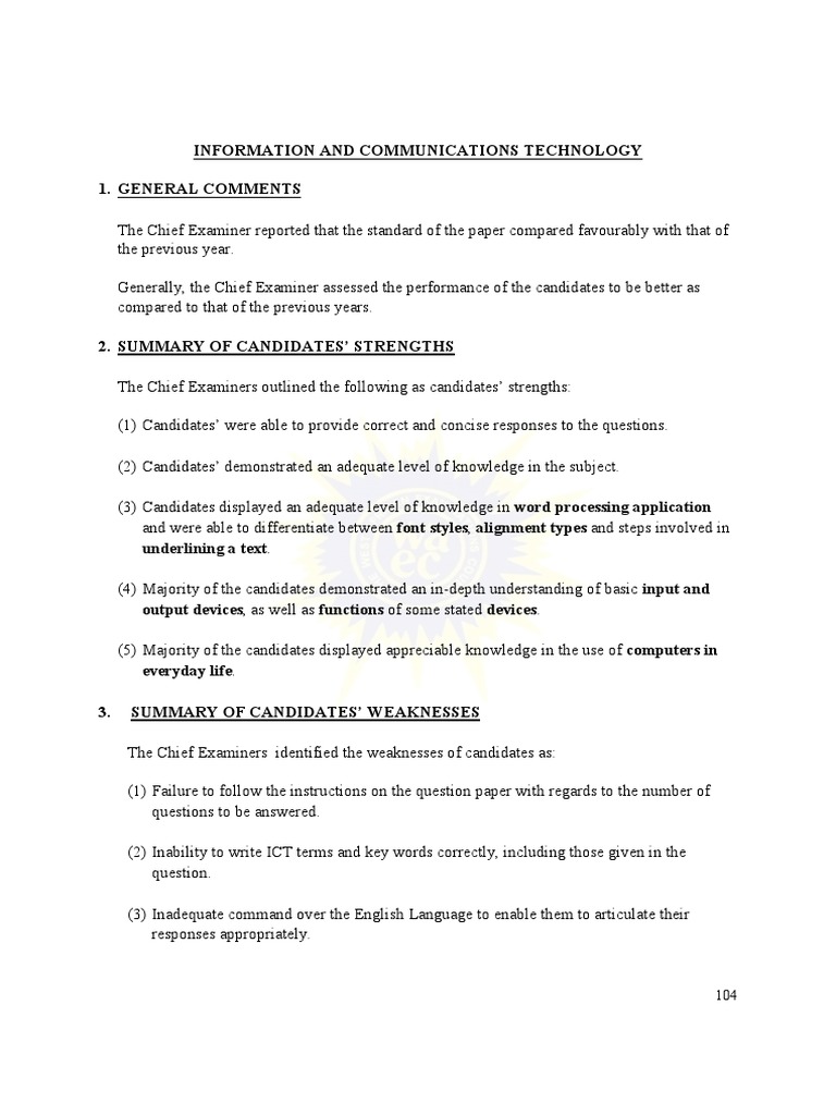 Report ICT 2019 BECE | PDF | Educational Technology | Input/Output
