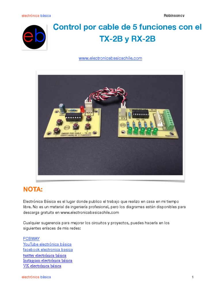 Control Por Cable de 5 Funciones Con El TX 2B y RX 2B | PDF