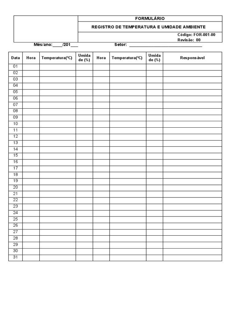 Registro mensal de temperatura e umidade ambiental | PDF Registro mensal de temperatura e umidade ambiental | PDF