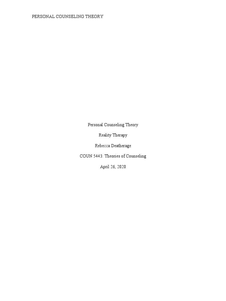 Personal Counseling Theory Paper | PDF | Psychotherapy | Psychology