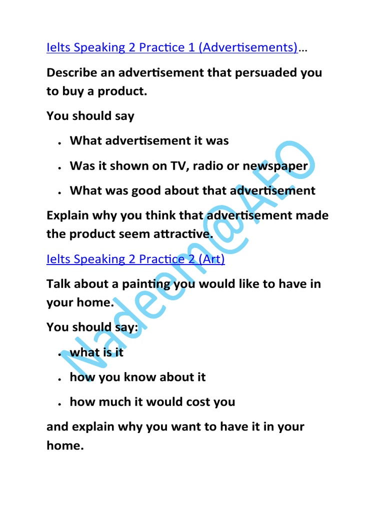 IELTS Speaking Part 2 Practice | PDF | Experience | Sports