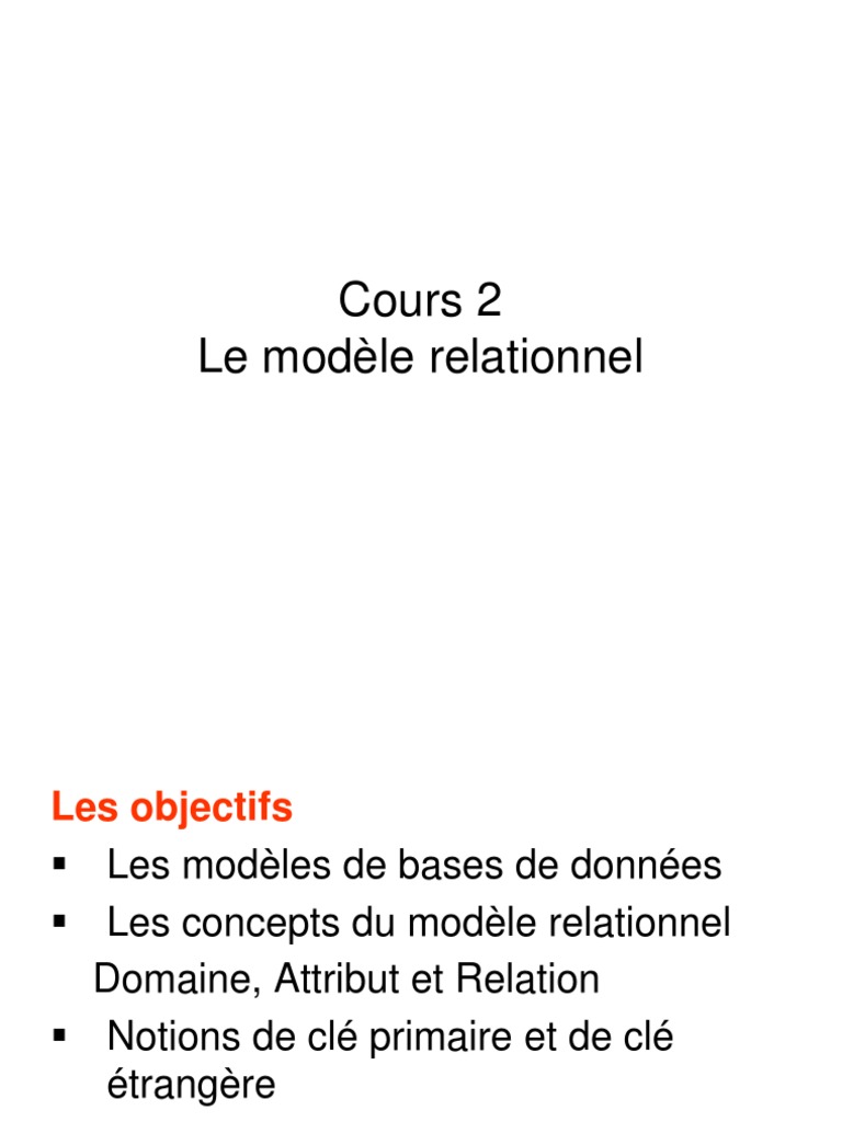 Modèle relationnel et intégrité des données | PDF | Modèle relationnel ...
