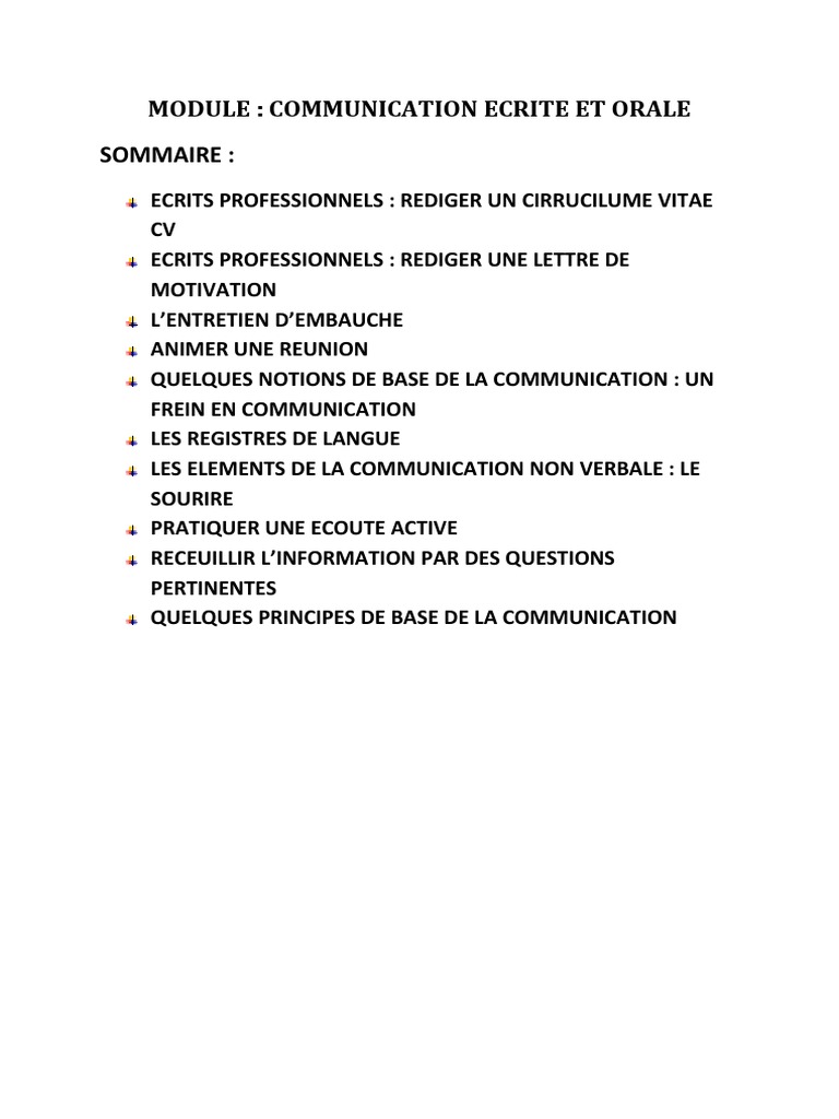 Module Communication Ecrite Et Orale | PDF | la communication | Vêtements