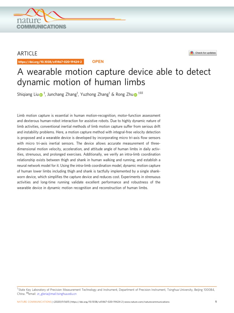 A Wearable Motion Capture Device Able To Detect Dynamic Motion of Human Limbs | PDF | Inertial ...