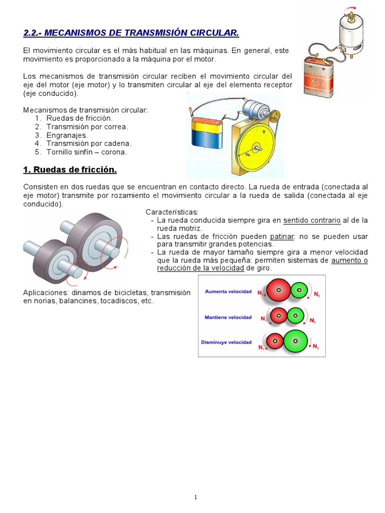 Mecanismos de Transmisión Circular | PDF | Engranaje | Eje