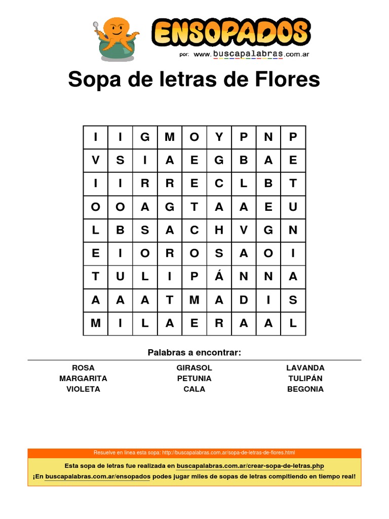 Sopa de Letras de Flores | PDF