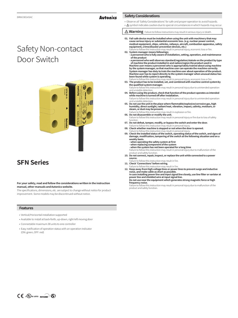 SFN Series Safety Switch Guide | PDF | Switch | Electrical Connector