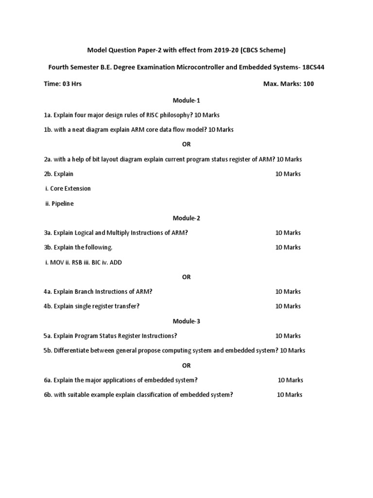 Microcontroller Exam Paper 2019-20 | PDF | Embedded System | Computer Program