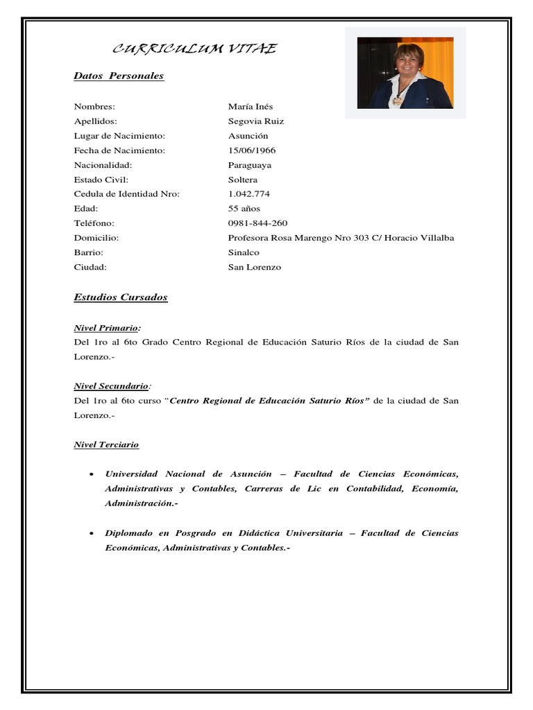 CV de María Inés Segovia Ruiz | PDF | Contador | Business