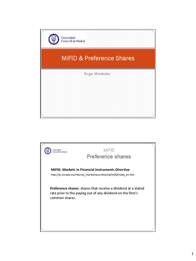 Unit3 MiFID Practice PDF Investing Preferred Stock