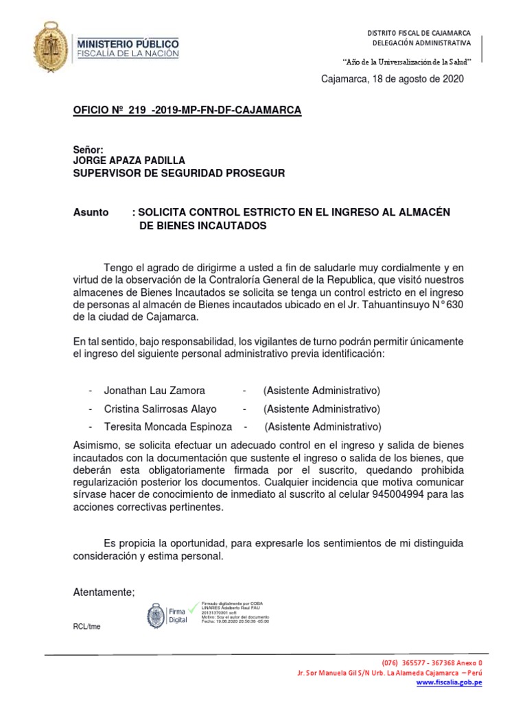 Oficio Prosegur (F) | PDF | Gobierno