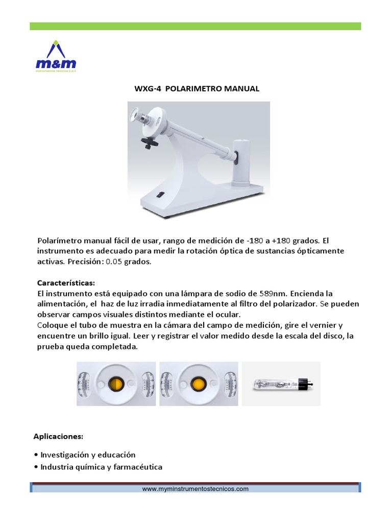 WXG 4 Polarimetro Manual Mym Instrumentos Tecnicos | PDF
