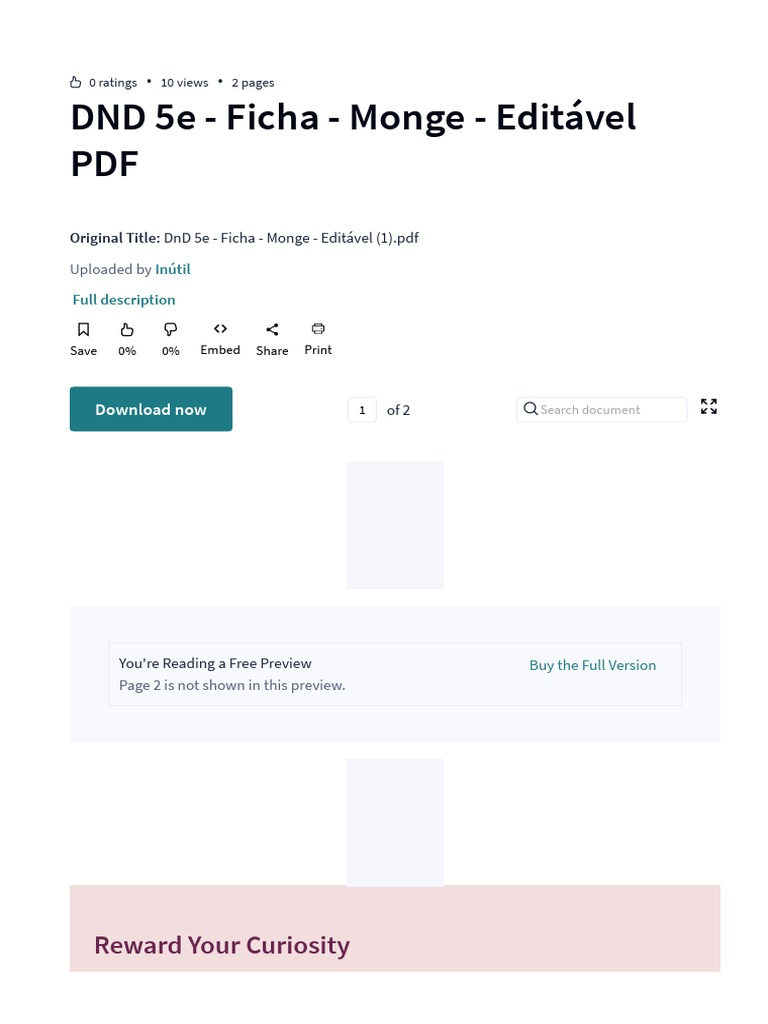 PT Scribd Com Document 487510313 DND 5e Ficha Monge Editavel 1 PDF | PDF