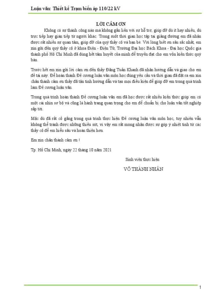 DCLV - Thành Nhân - Thiết Kế Trạm 110 22 | PDF