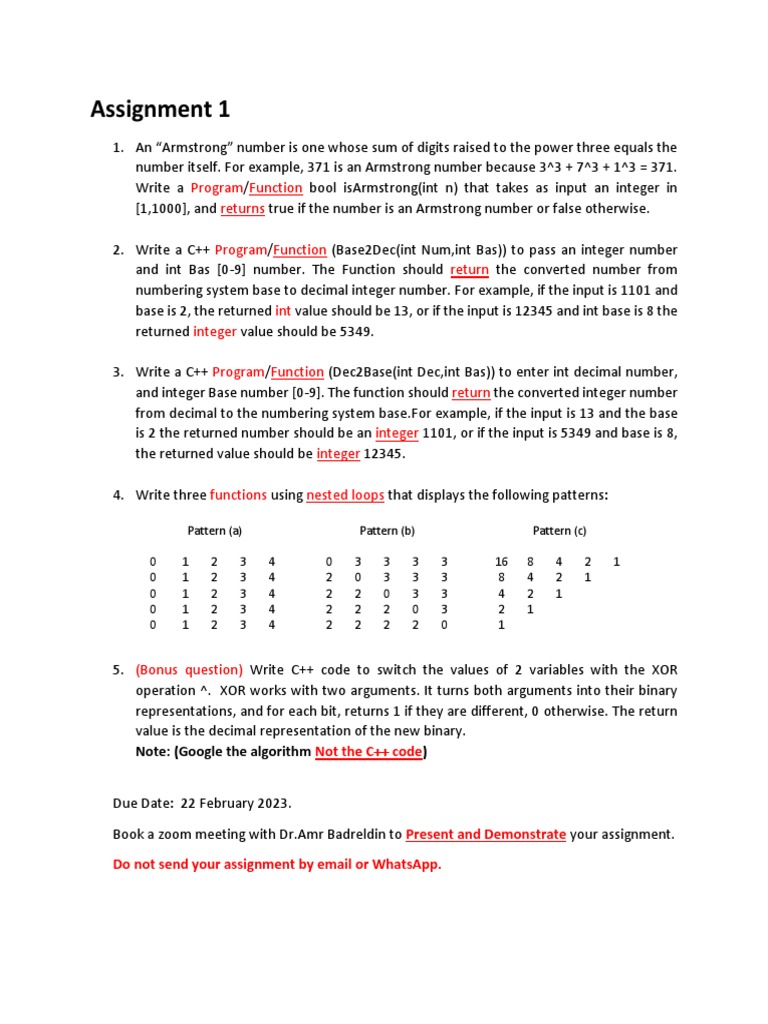 Assignment 1: C++ Programming Tasks | PDF