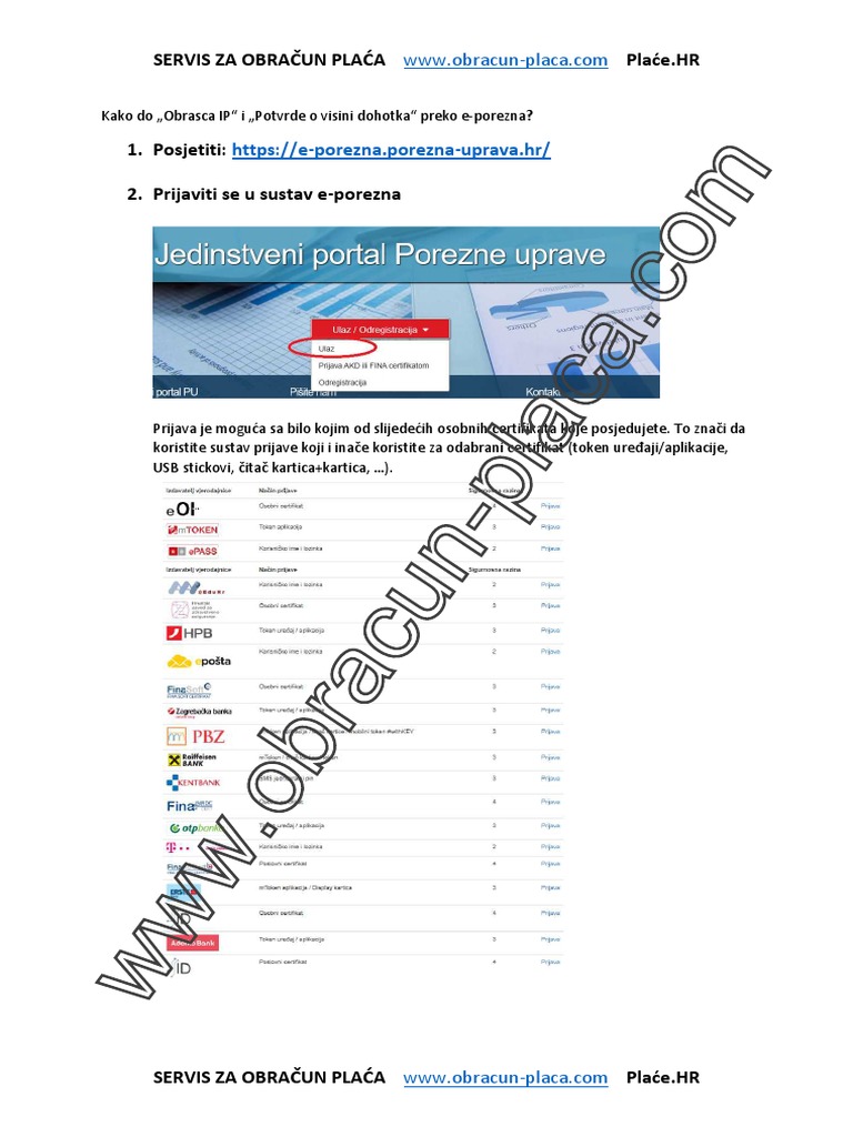 Kako Do Obrasca IP Preko E-Porezna | PDF