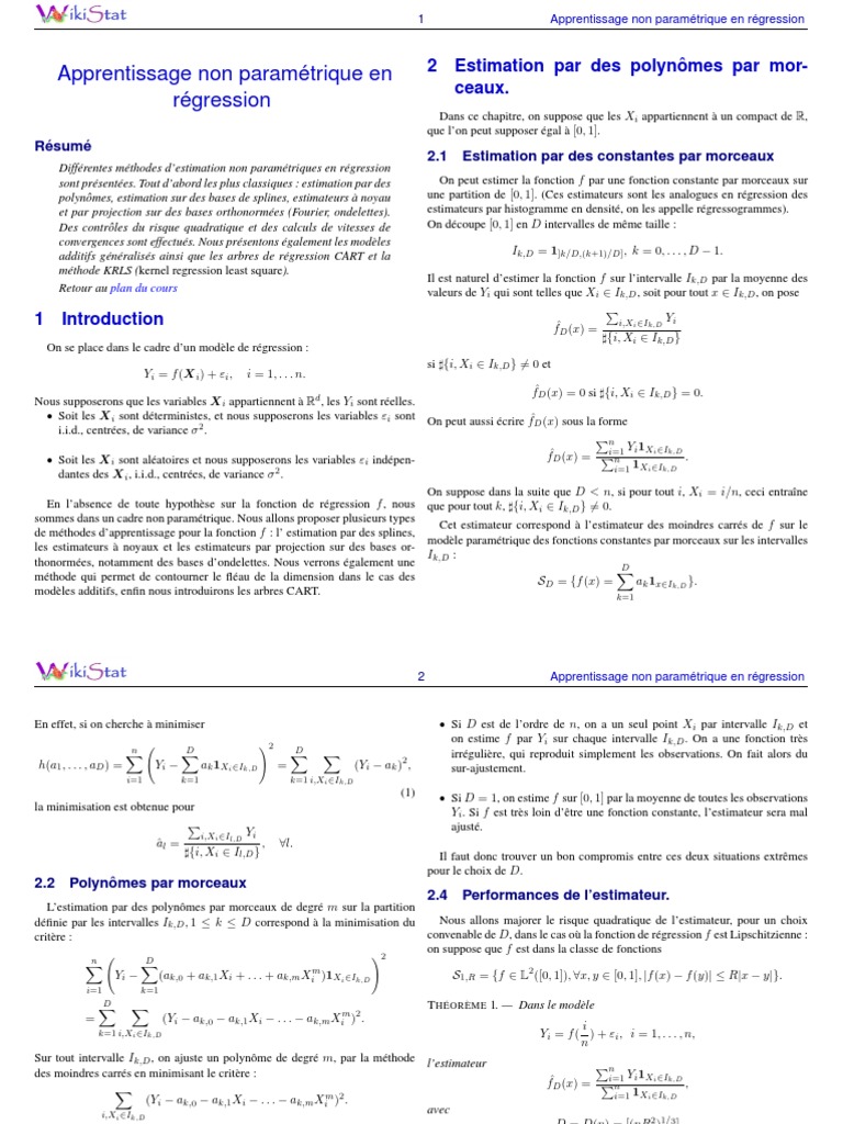 ST M App Non Param | PDF | Régression linéaire | Méthode des moindres carrés