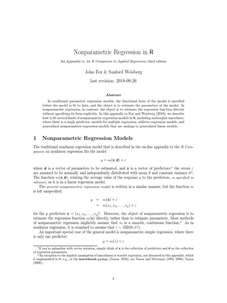 Appendix Nonparametric Regression | PDF | Regression Analysis | Linear ...