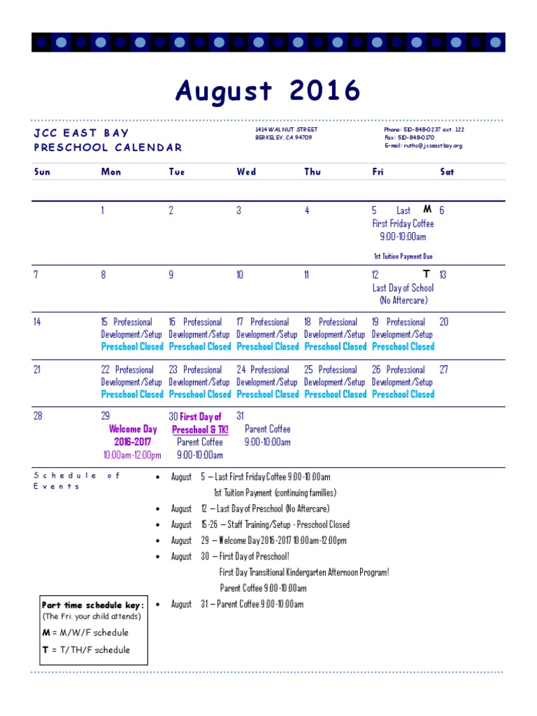 Monthly Preschool Calendar Template | PDF | Sukkot | Shemini Atzeret
