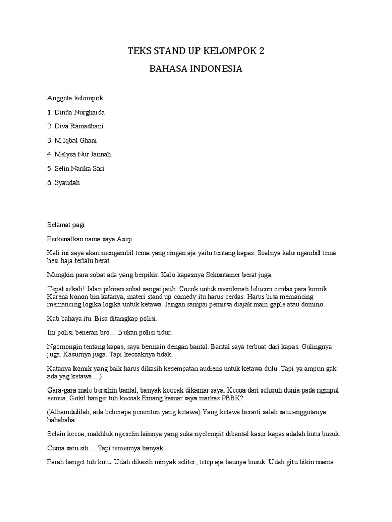 Teks Stand Up Kelompok 2 | PDF