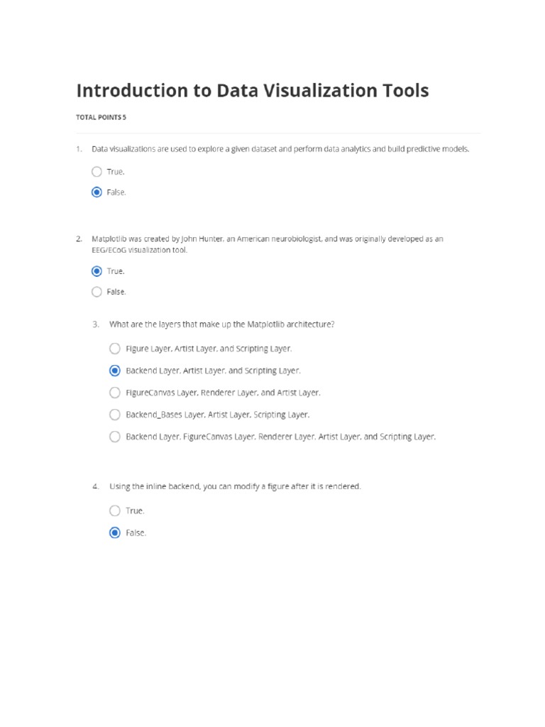 Quiz - Introduction To Data Visualization Tools | PDF