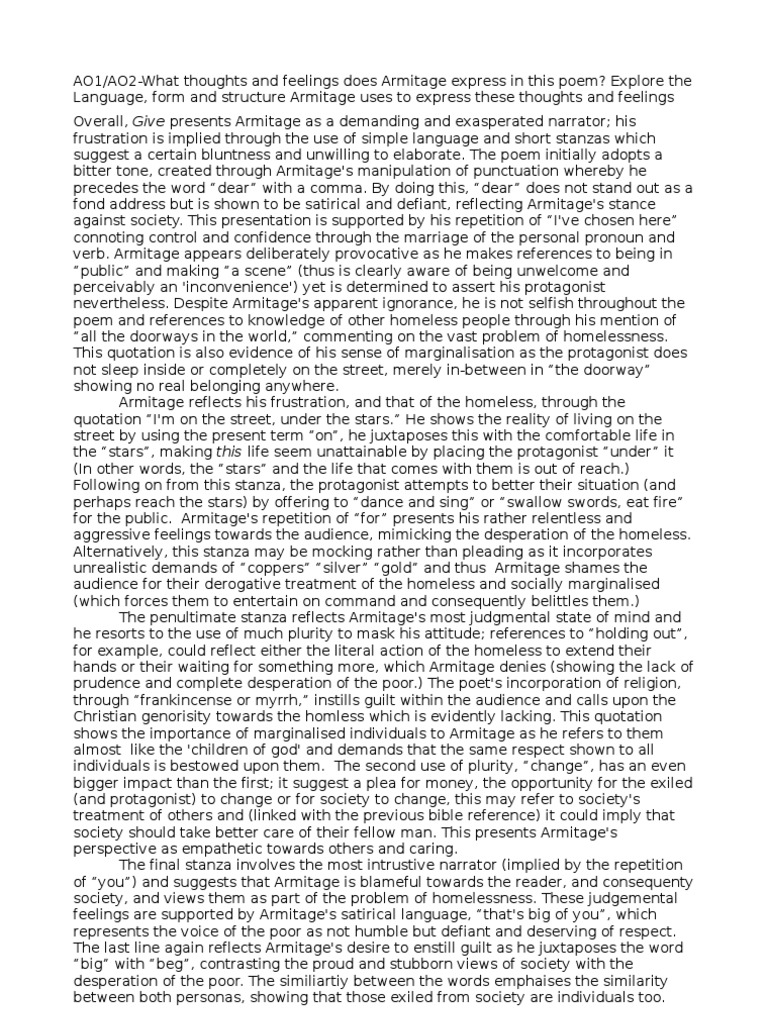 Evaluation of The Thoughts and Feelings Expressed in Simon Armitage's ...