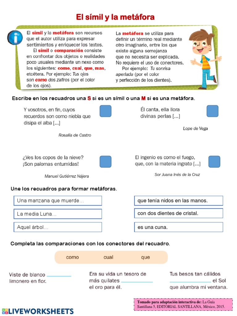 Ejercicios de símil y metáfora | PDF