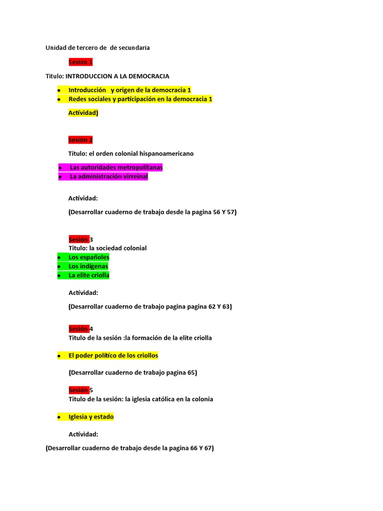 Temas de La 3 Unidad de Tercero de Secundaria | PDF | Historia