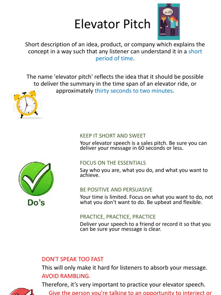 Elevator Pitch | PDF | Communication | Cognitive Science