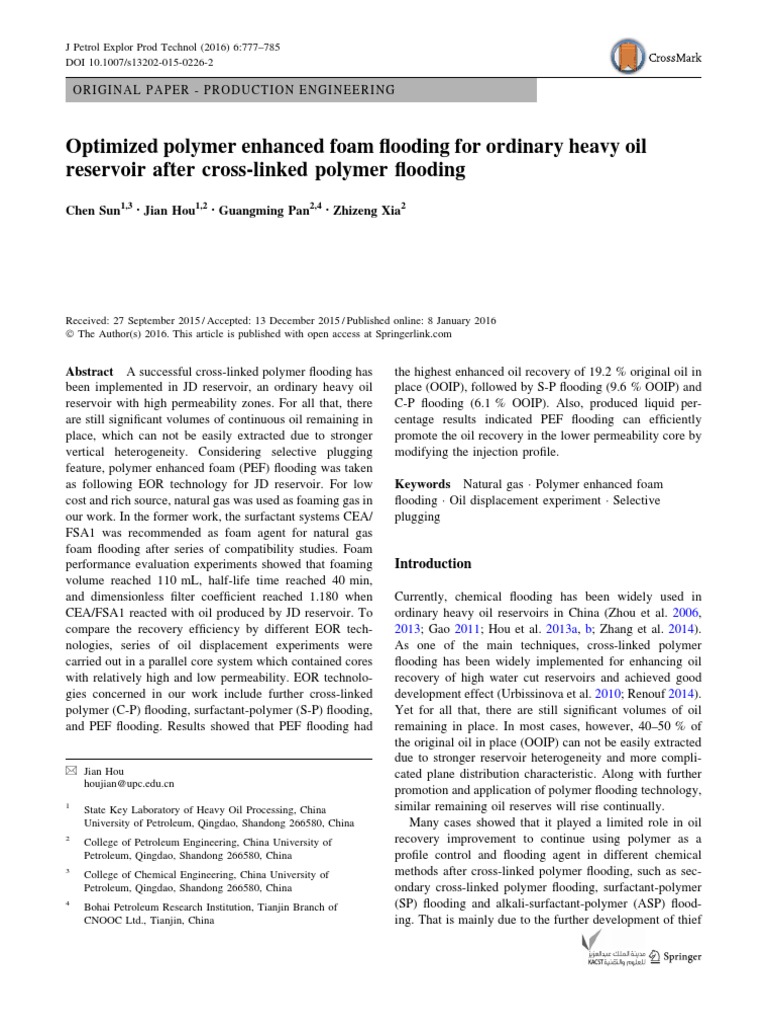 Optimized Polymer Enhanced Foam Flooding For Ordinary Heavy Oil Reservoir After Cross Linked