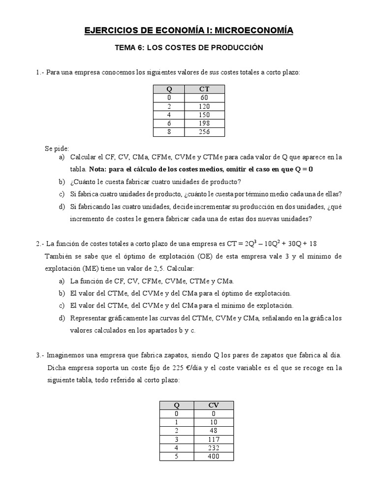 Ejercicios Tema 6 (21-22) | PDF | Economias | Ciencias económicas