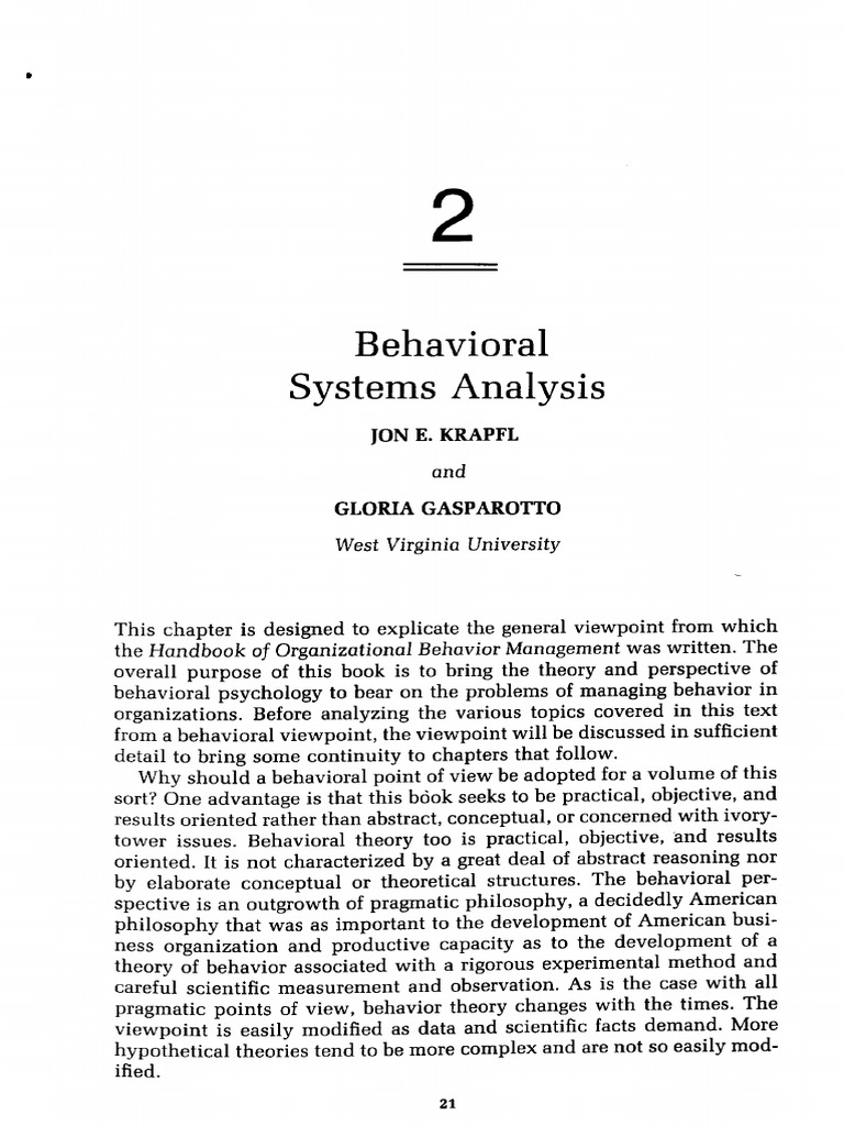 Krapfl, Gasparotto - 1982 - Behavioral Systems Analysis | PDF | System | Behaviorism