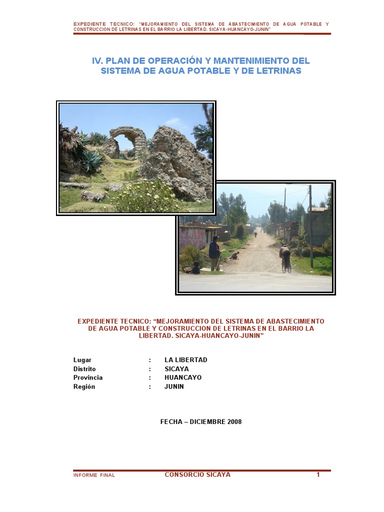 Iv. Manual de Operacion y Mantenimiento Del Sistema de Agua y Letrinas | Descargar gratis PDF ...