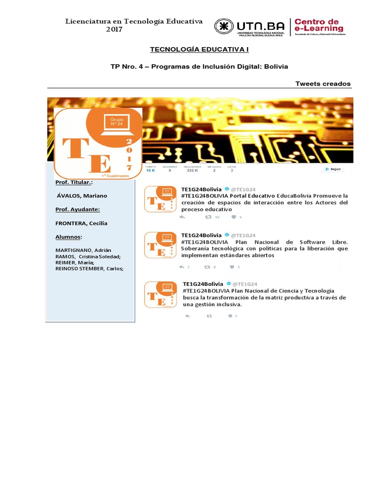 Vale 2017 UTN TE1 TP 4 Grupo24 InclusiÃ N Digital | PDF | Tecnologia Educacional | Invalidez