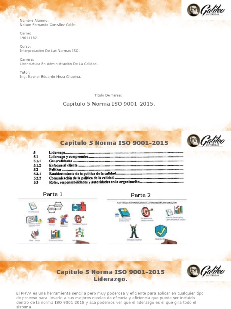 Presentacion Capitulo 5 Norma ISO | PDF | Gestión de la calidad | Calidad (comercial)