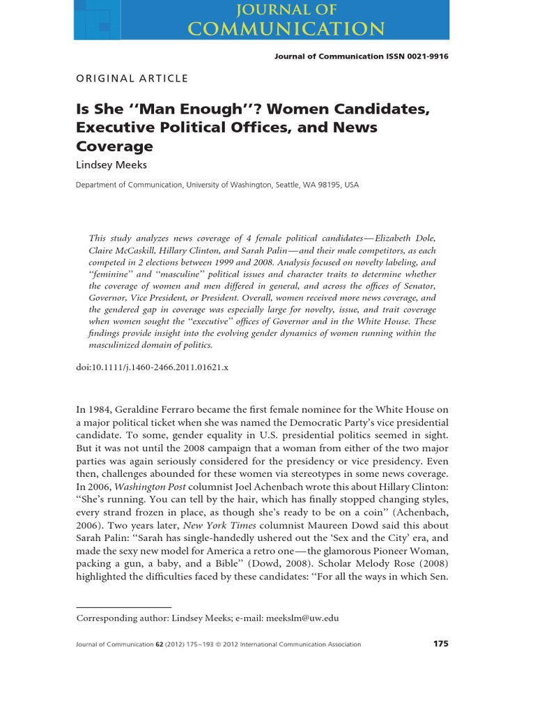 Journal of Communication - 2012 - Meeks - Is She Man Enough Women ...