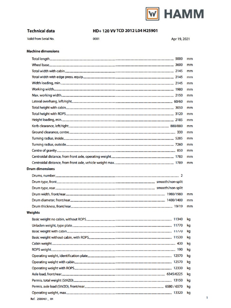HD 120+ h259 Tech. Data | PDF