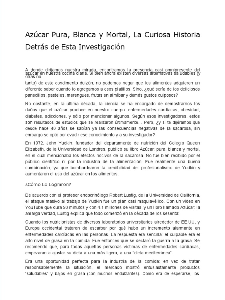 Azucar Pura Blanca y Mortal La Curiosa Historia Detras de Esta ...