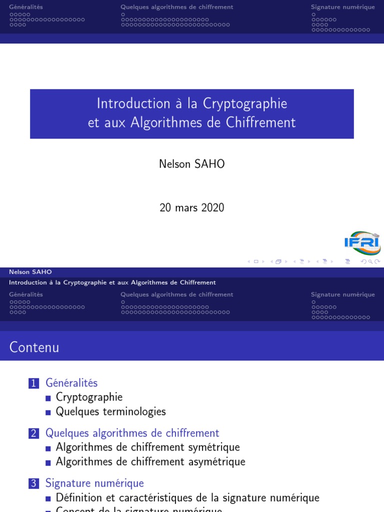 Slides Intro Crypto | PDF | Public-key cryptography | Cryptographie