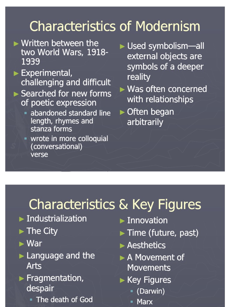 Characteristics of Modernism | PDF | History | General Fiction