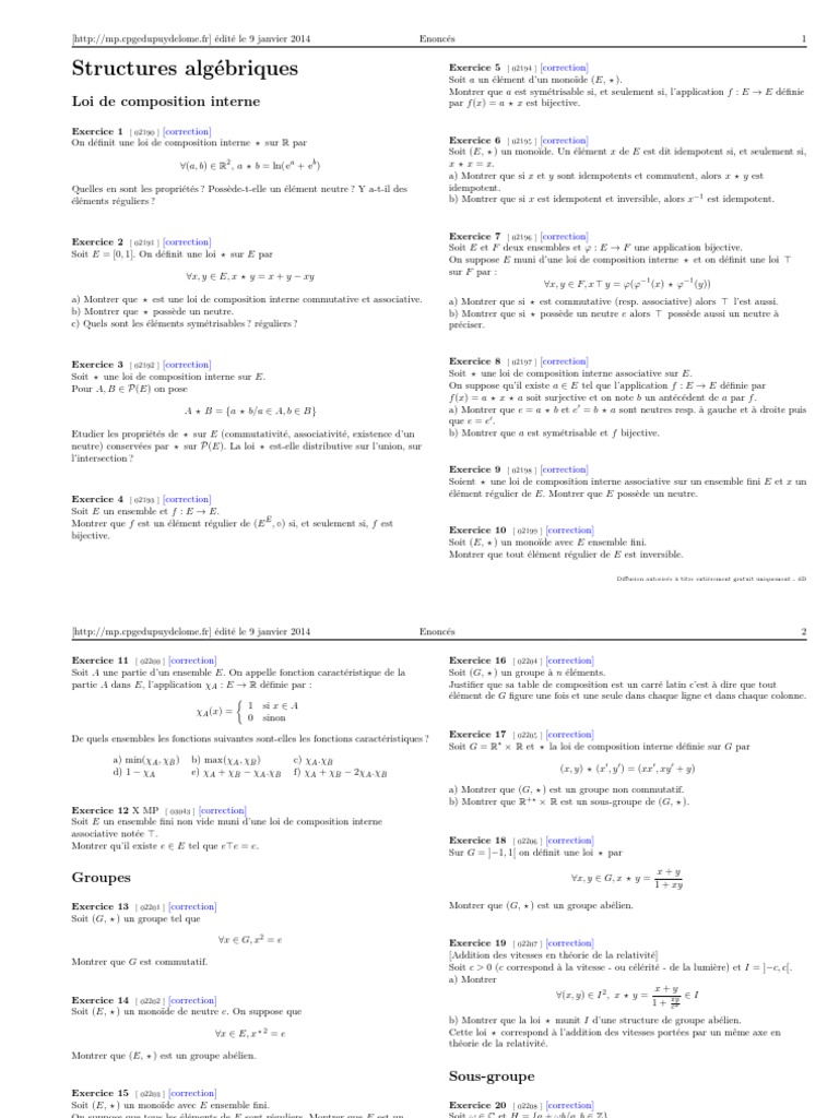 Structures Algébriques | PDF | Groupe (Mathématiques) | Permutation