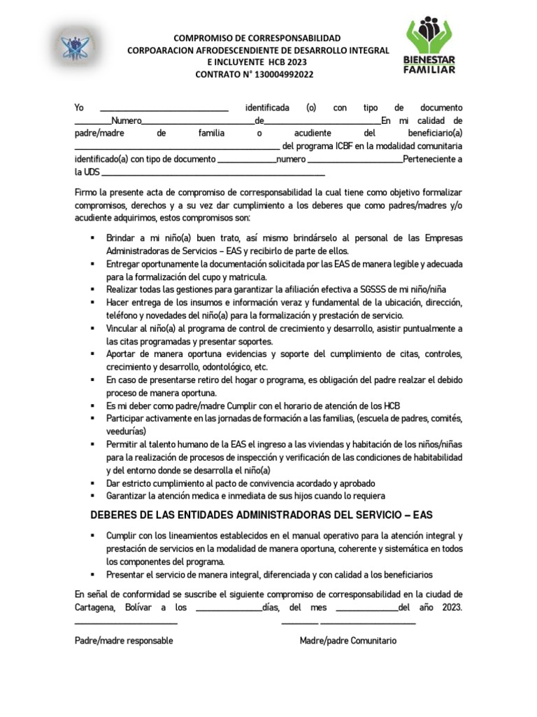 Compromiso de Corresponsabilidad | PDF