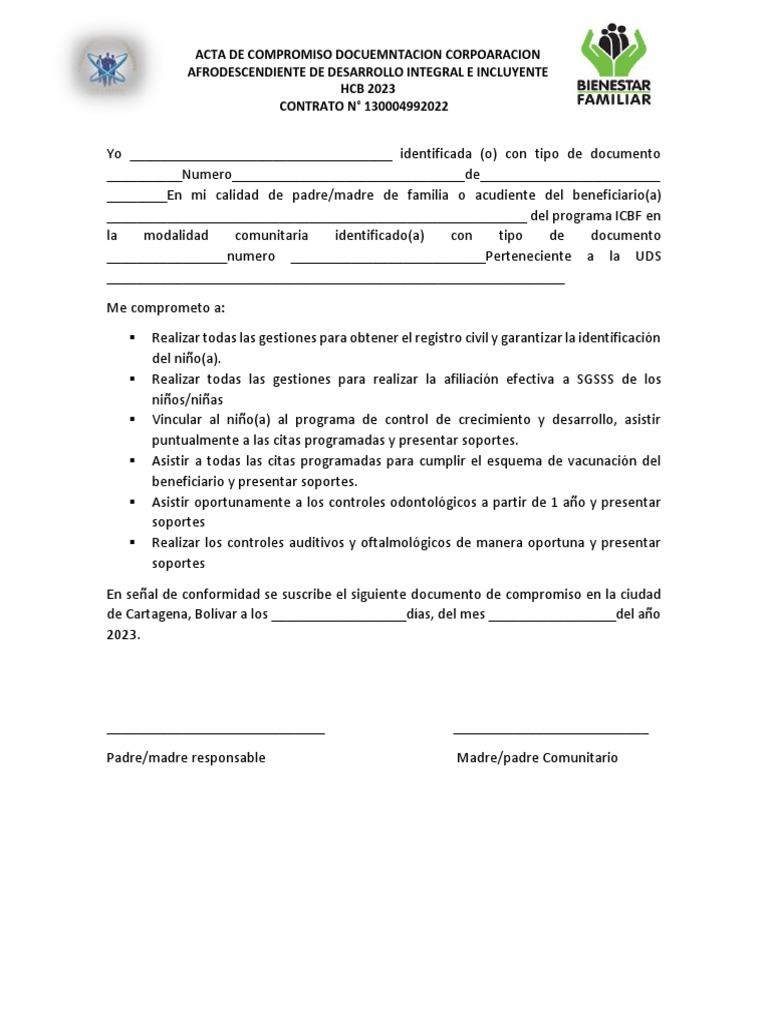 Acta de Compromiso | PDF