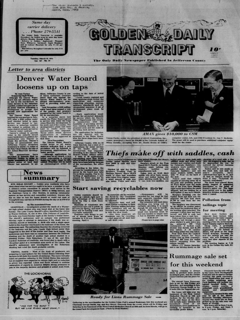 The Golden Transcript: March 19, 1974 | PDF