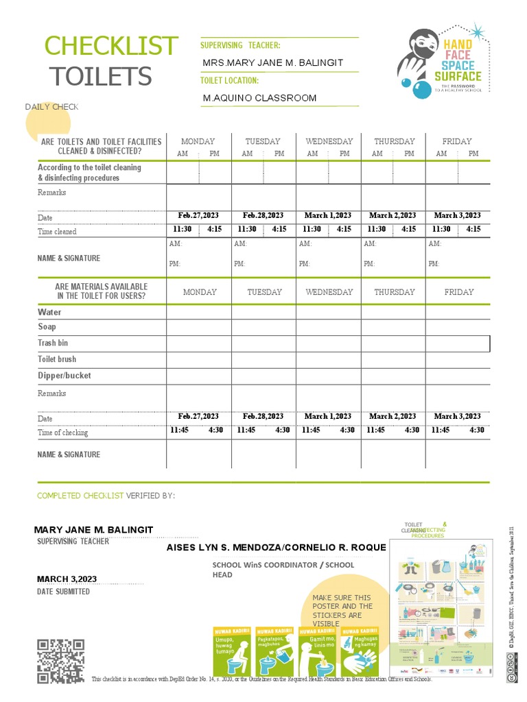 Checklist Toilet WinS | PDF | Industrial Processes | Safety