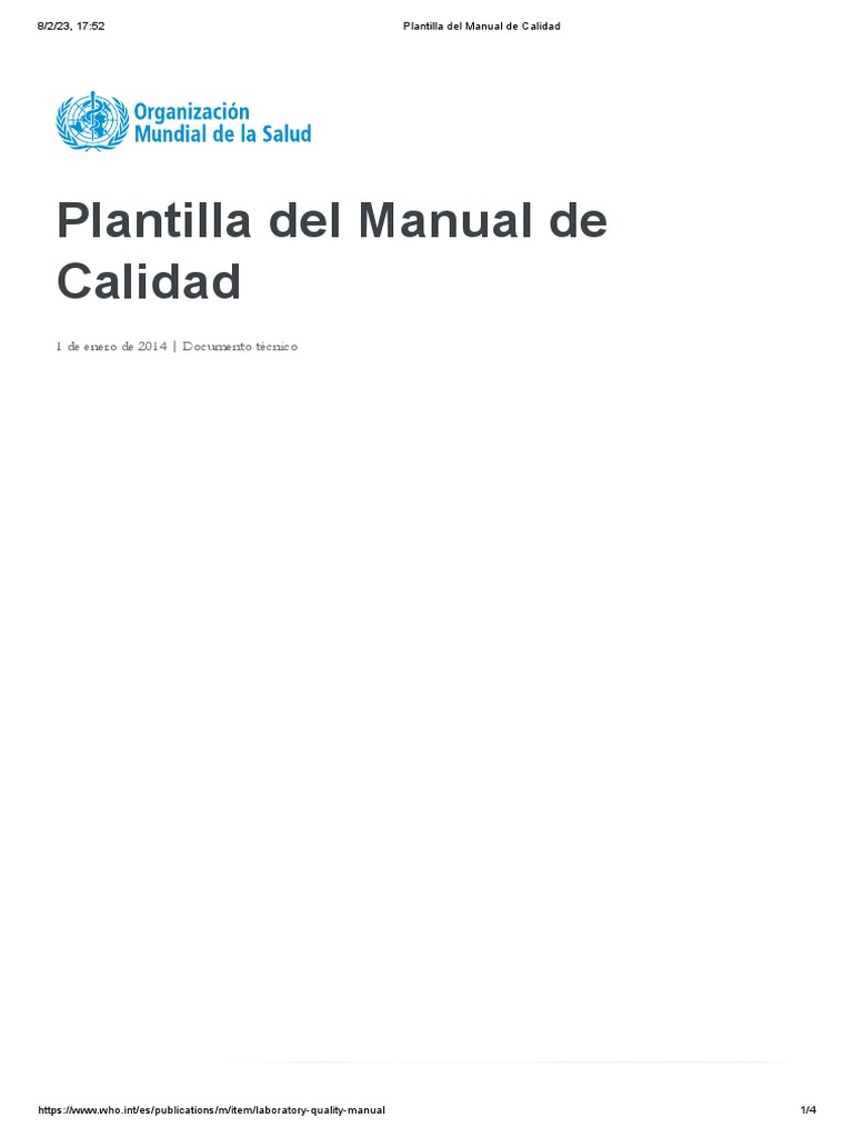 Plantilla Del Manual de Calidad | Descargar gratis PDF | Sistema de manejo de calidad